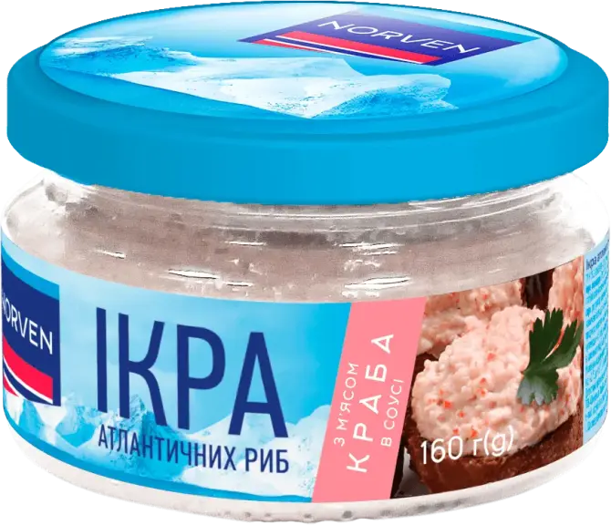 Икра атлантических рыб Norven в соусе с мясом краба 160 г купить онлайн ...